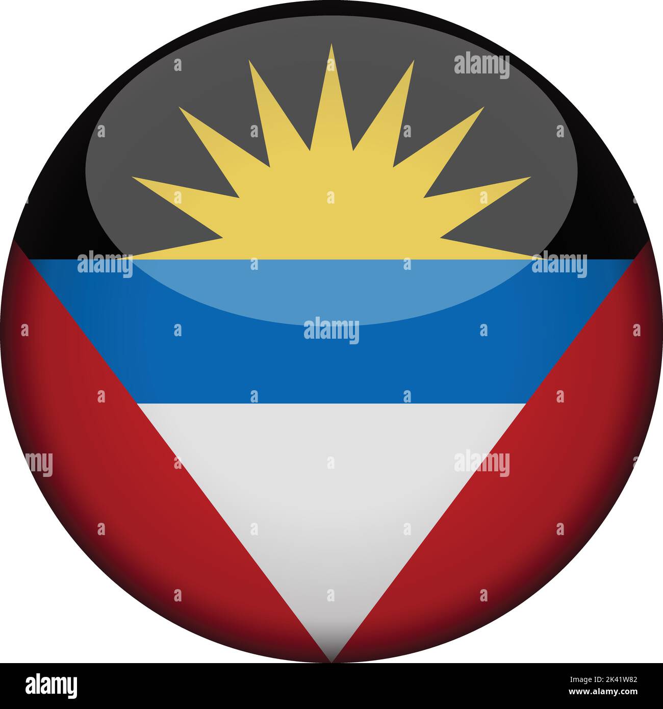 antigua and barbuda Flag in glossy round button of icon. antigua and ...
