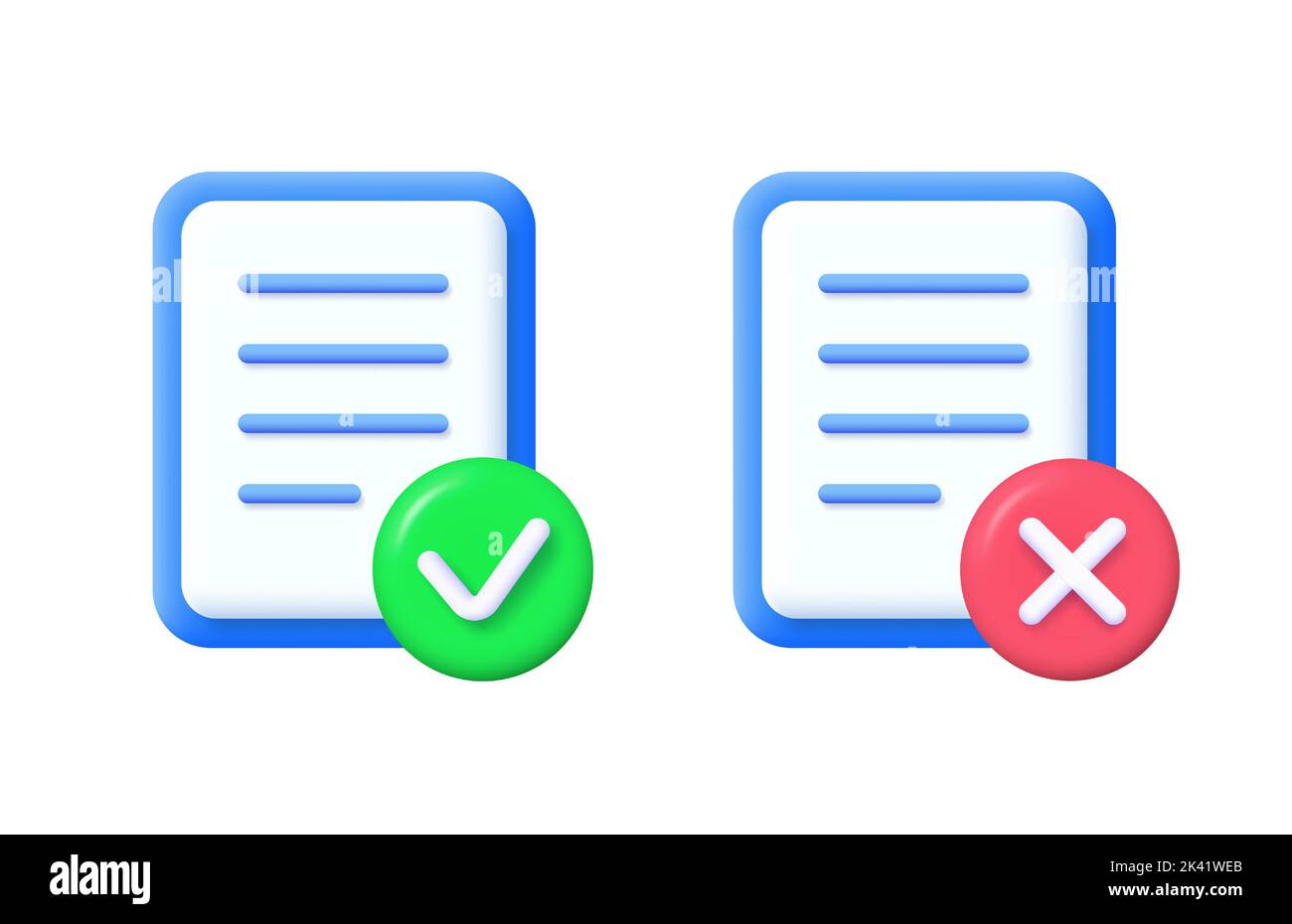 3d document icon with right and wrong button. Vector illustration Stock ...