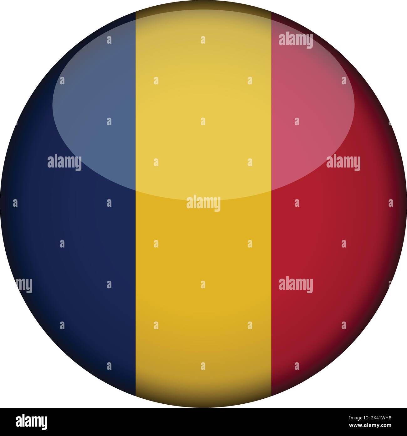 chad Flag in glossy round button of icon. chad emblem isolated on white ...