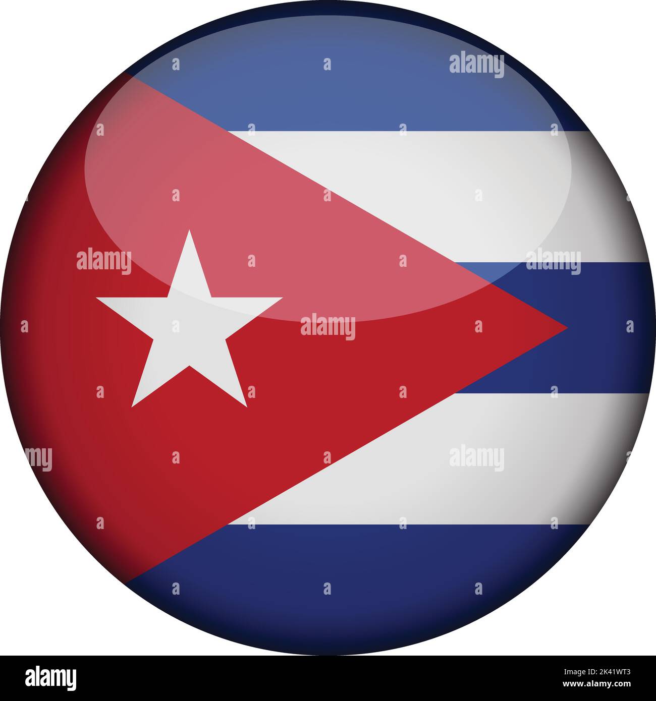 cuba Flag in glossy round button of icon. cuba emblem isolated on white ...