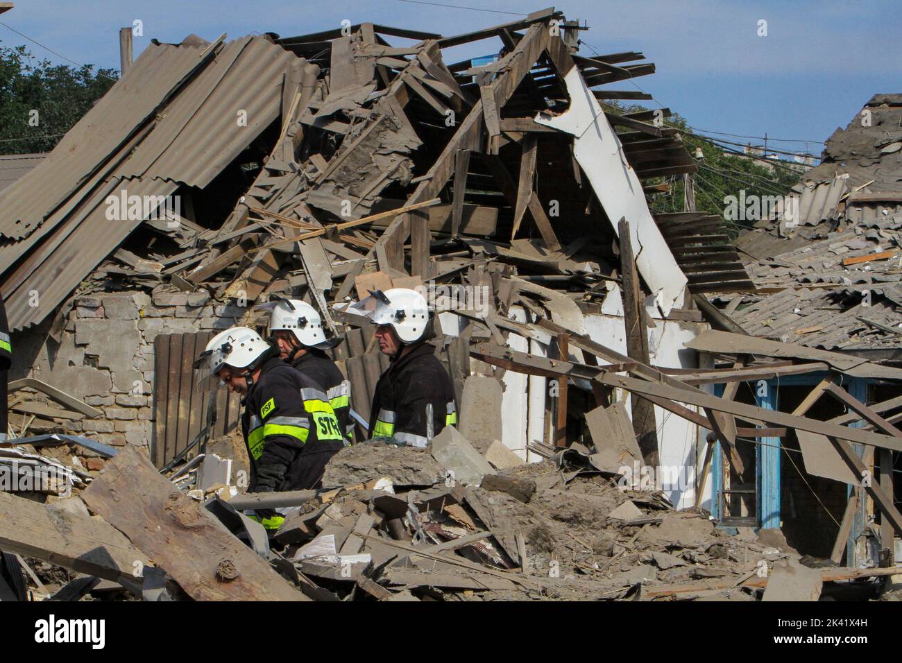 DNIPRO, UKRAINE - SEPTEMBER 29, 2022 - Rescuers deal with the ...