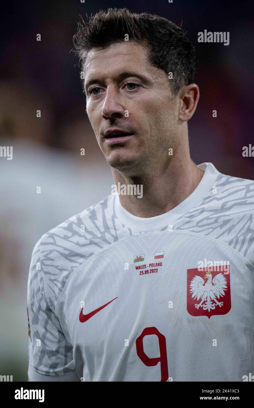 CARDIFF, WALES - SEPTEMBER 25: Robert Lewandowski of Poland during the ...