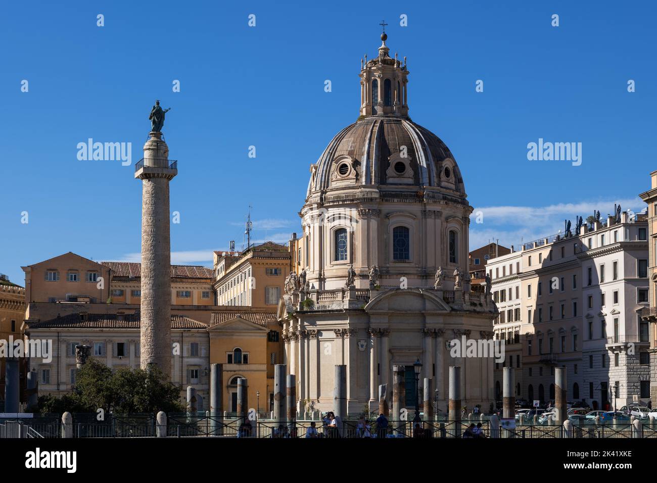 Rome, Italy, the Trajan Column and Church of the Most Holy Name of Mary ...