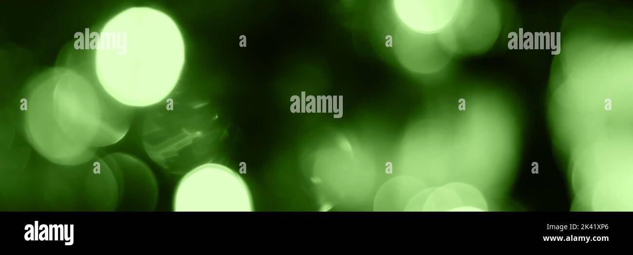 Blurred lights, green background, banner texture. Abstract bokeh with ...