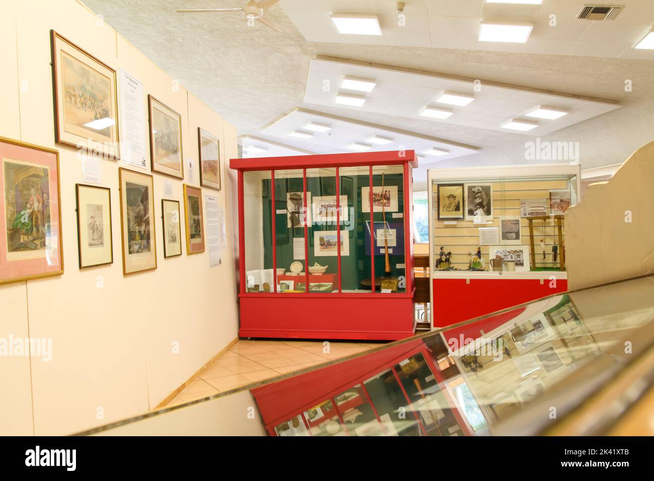 Items on display at the Bourne Hall Museum interior in Ewell, Epsom ...