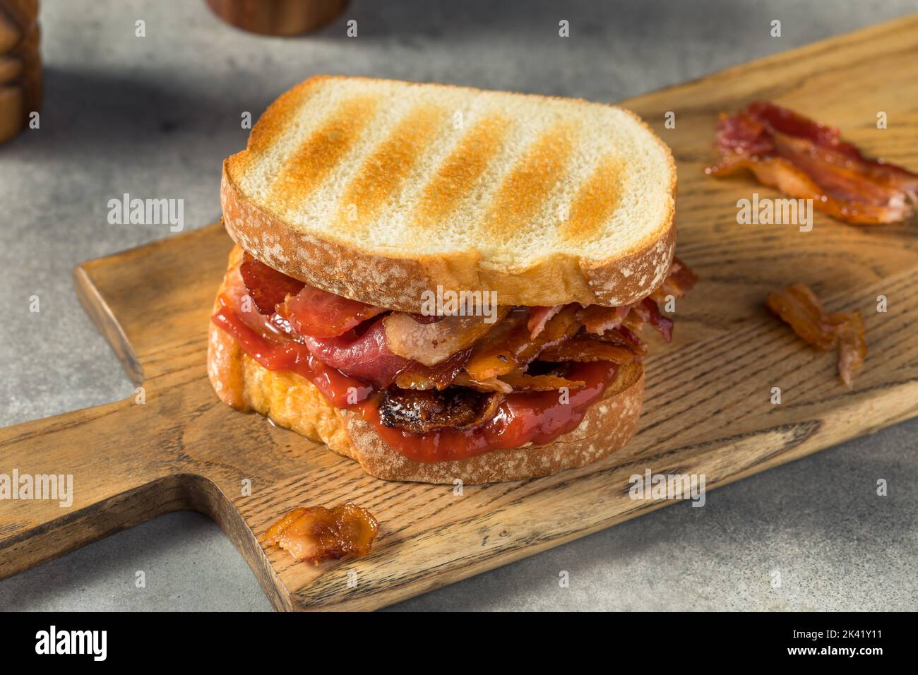 Homemade British Bacon Sandwich with Toast and Ketchup Stock Photo - Alamy