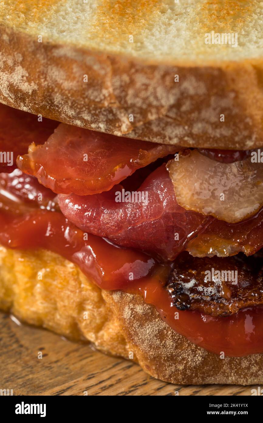 Homemade British Bacon Sandwich with Toast and Ketchup Stock Photo - Alamy