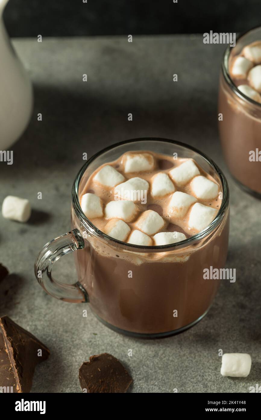 Warm Refreshing Hot Cocoa Chocolate with Marshmallows Stock Photo - Alamy