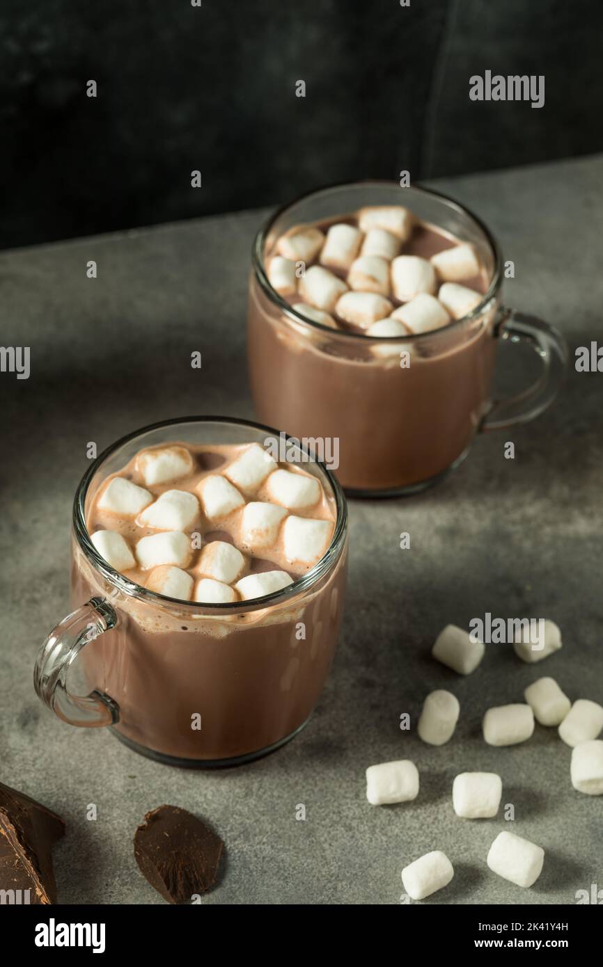 Warm Refreshing Hot Cocoa Chocolate with Marshmallows Stock Photo - Alamy