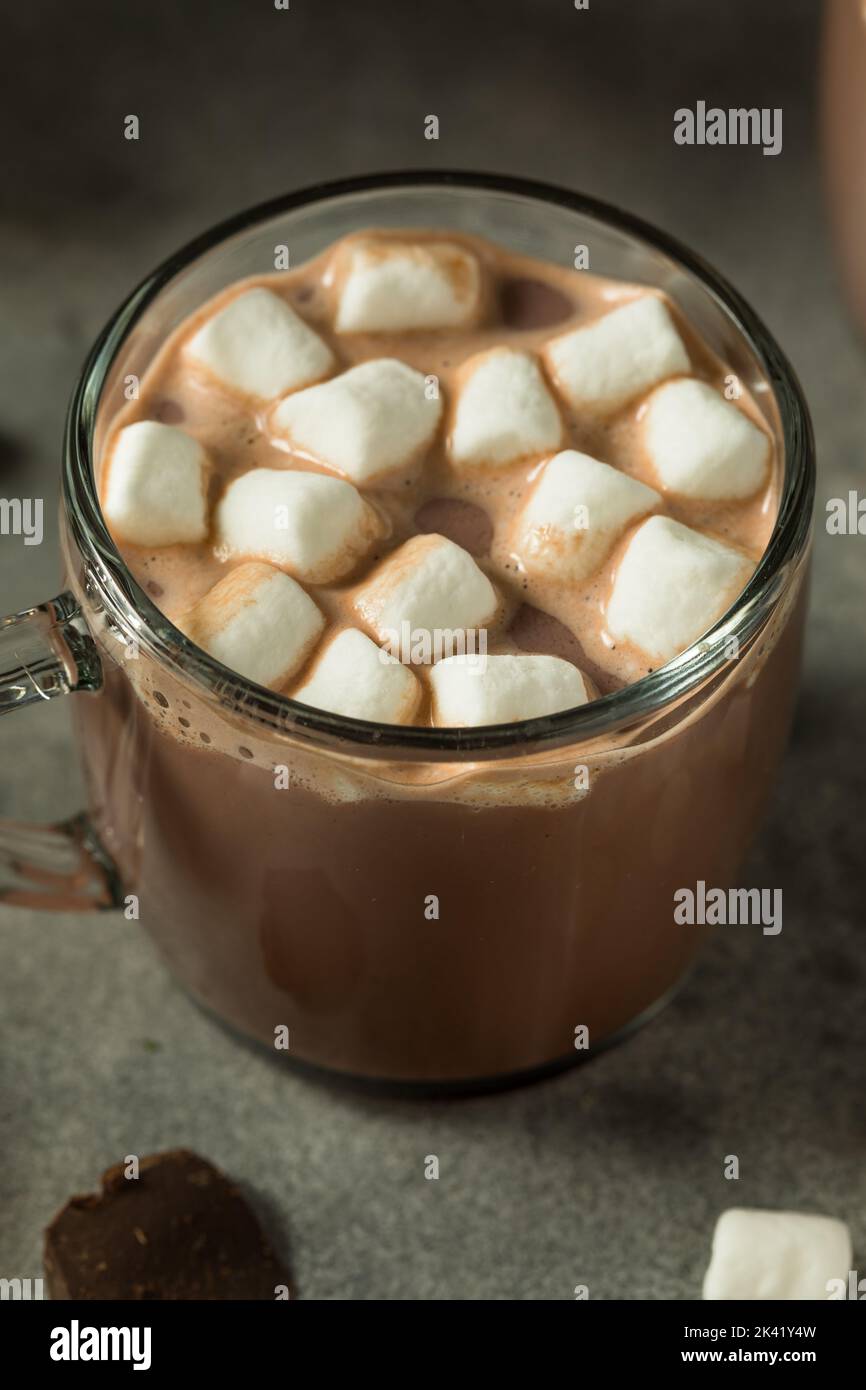 Warm Refreshing Hot Cocoa Chocolate with Marshmallows Stock Photo - Alamy