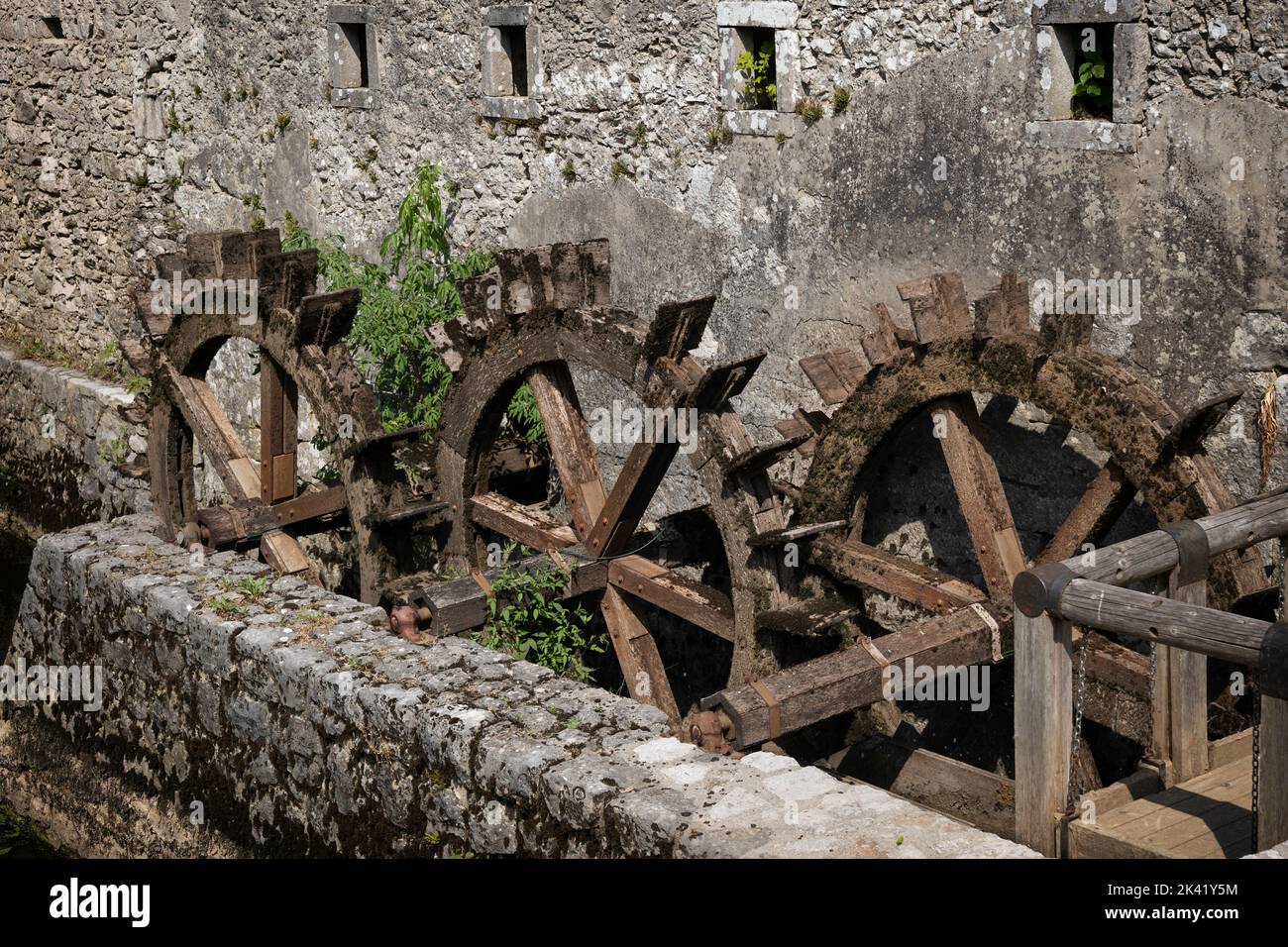 Old mill of Modrijan homestead aged water wheels in Postojna Cave Park ...