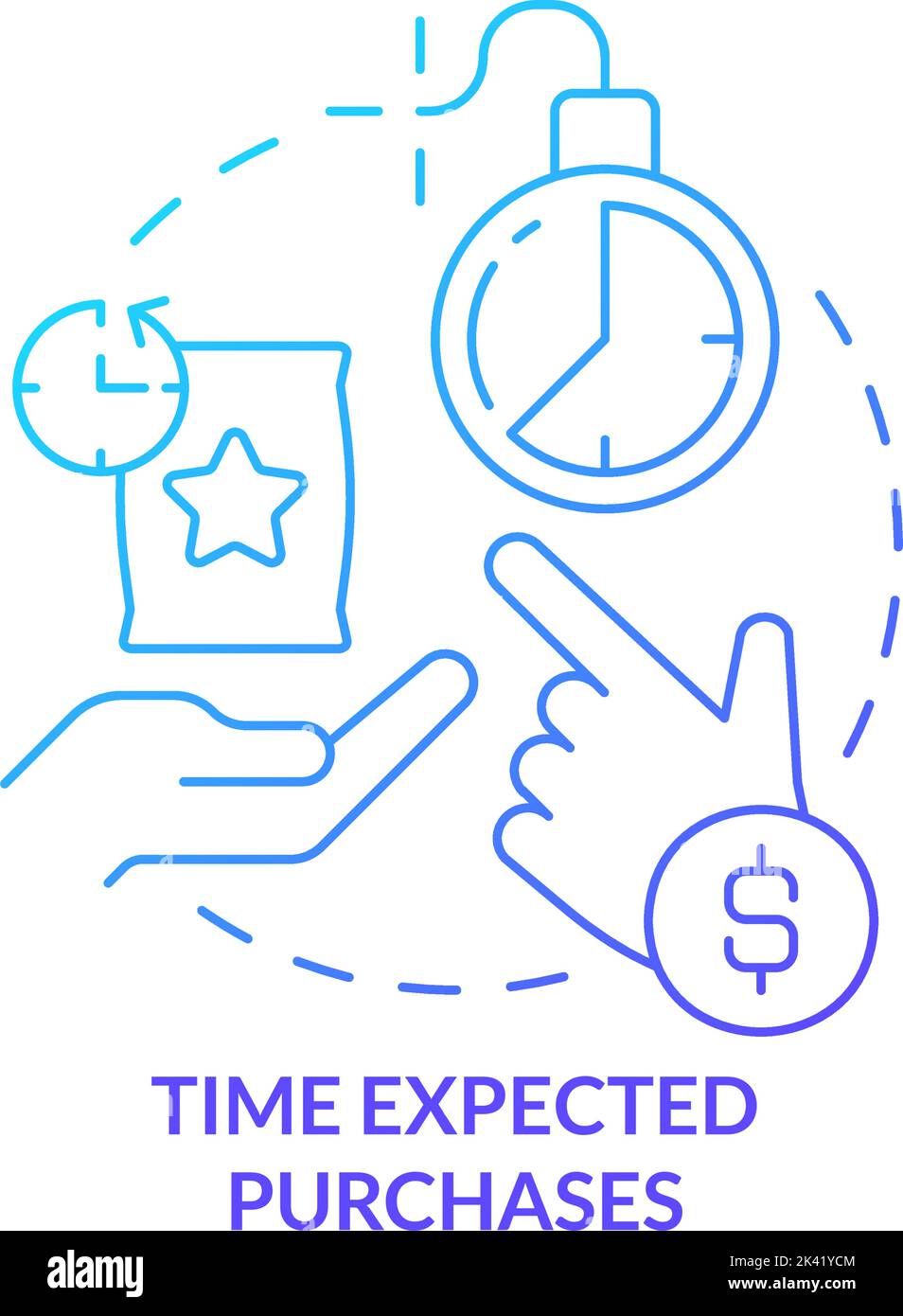Time expected purchases blue gradient concept icon Stock Vector Image ...