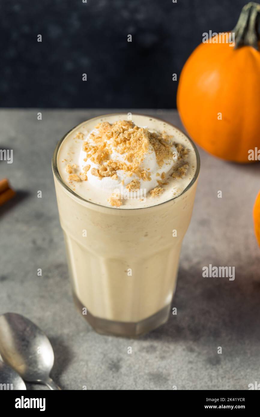 Homemade Pumpkin Spice Milk Shake with Ice Cream Stock Photo - Alamy