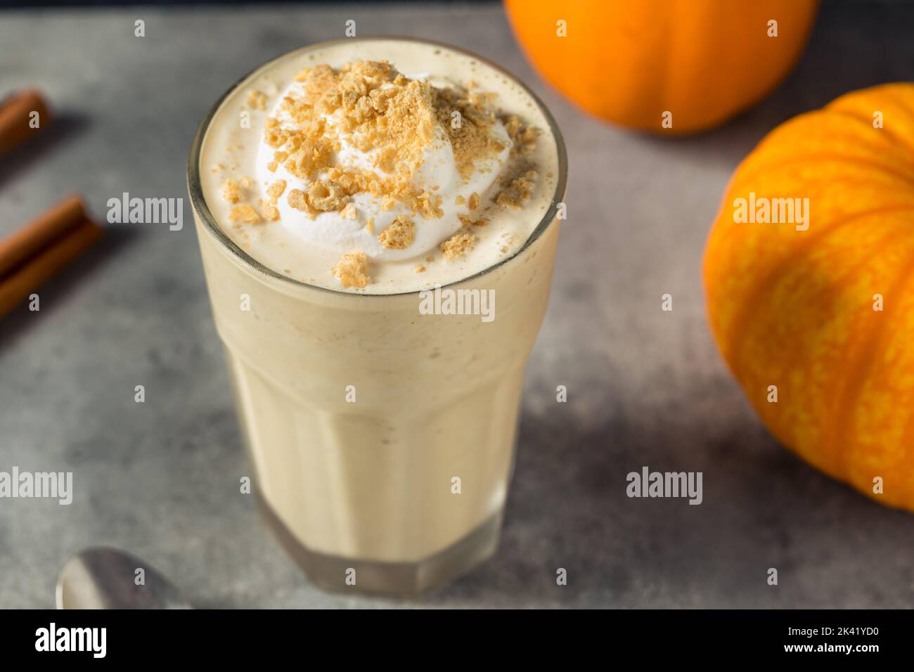 Homemade Pumpkin Spice Milk Shake with Ice Cream Stock Photo - Alamy