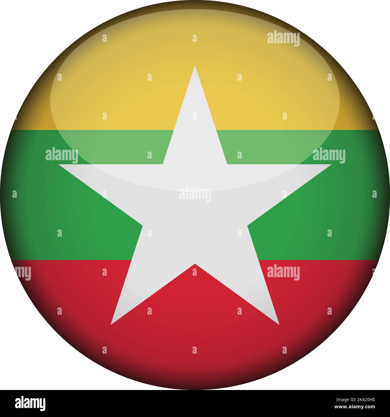 myanmar Flag in glossy round button of icon. myanmar emblem isolated on white background ...