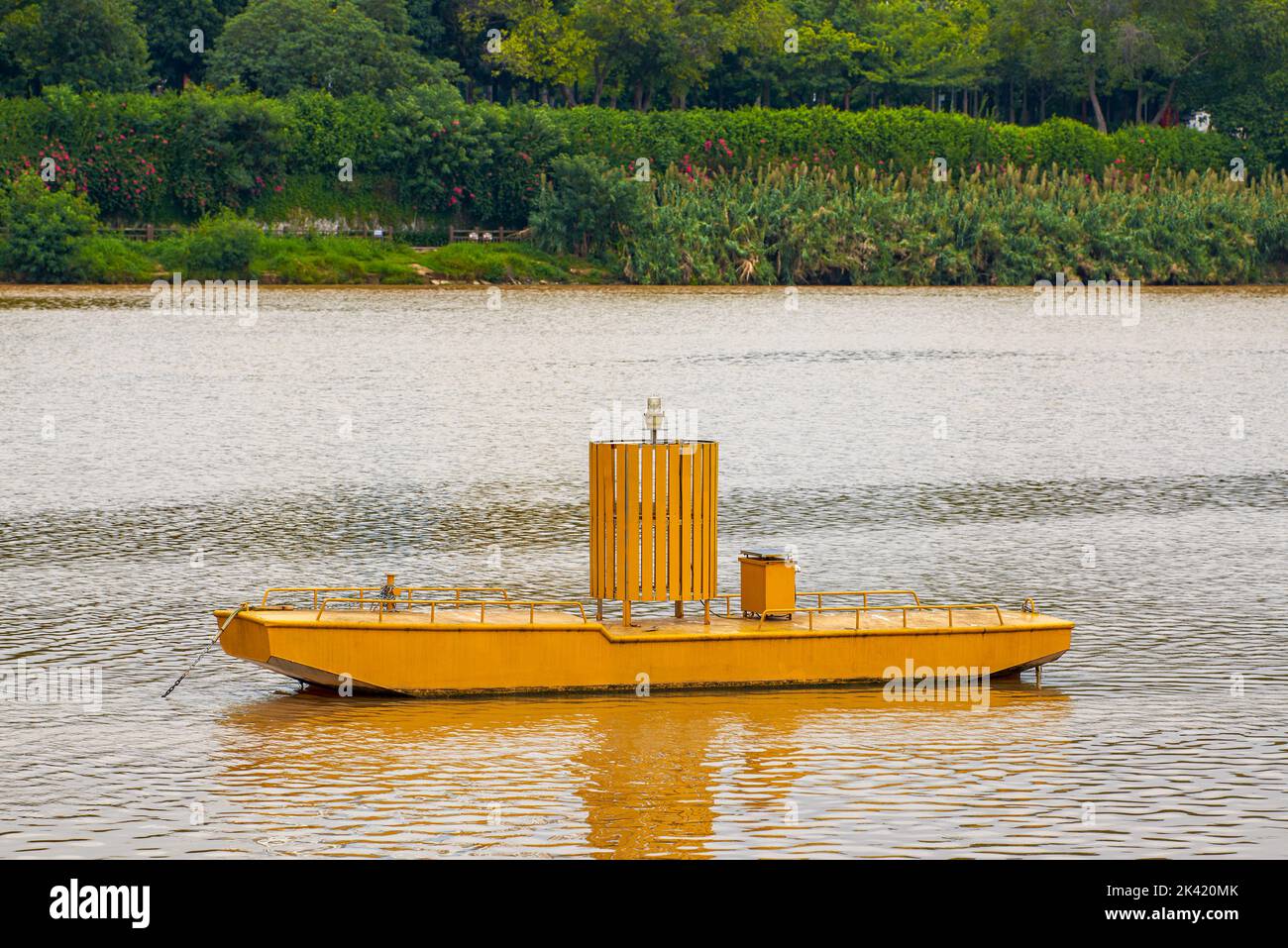 Beacon boat floating on the river Stock Photo - Alamy