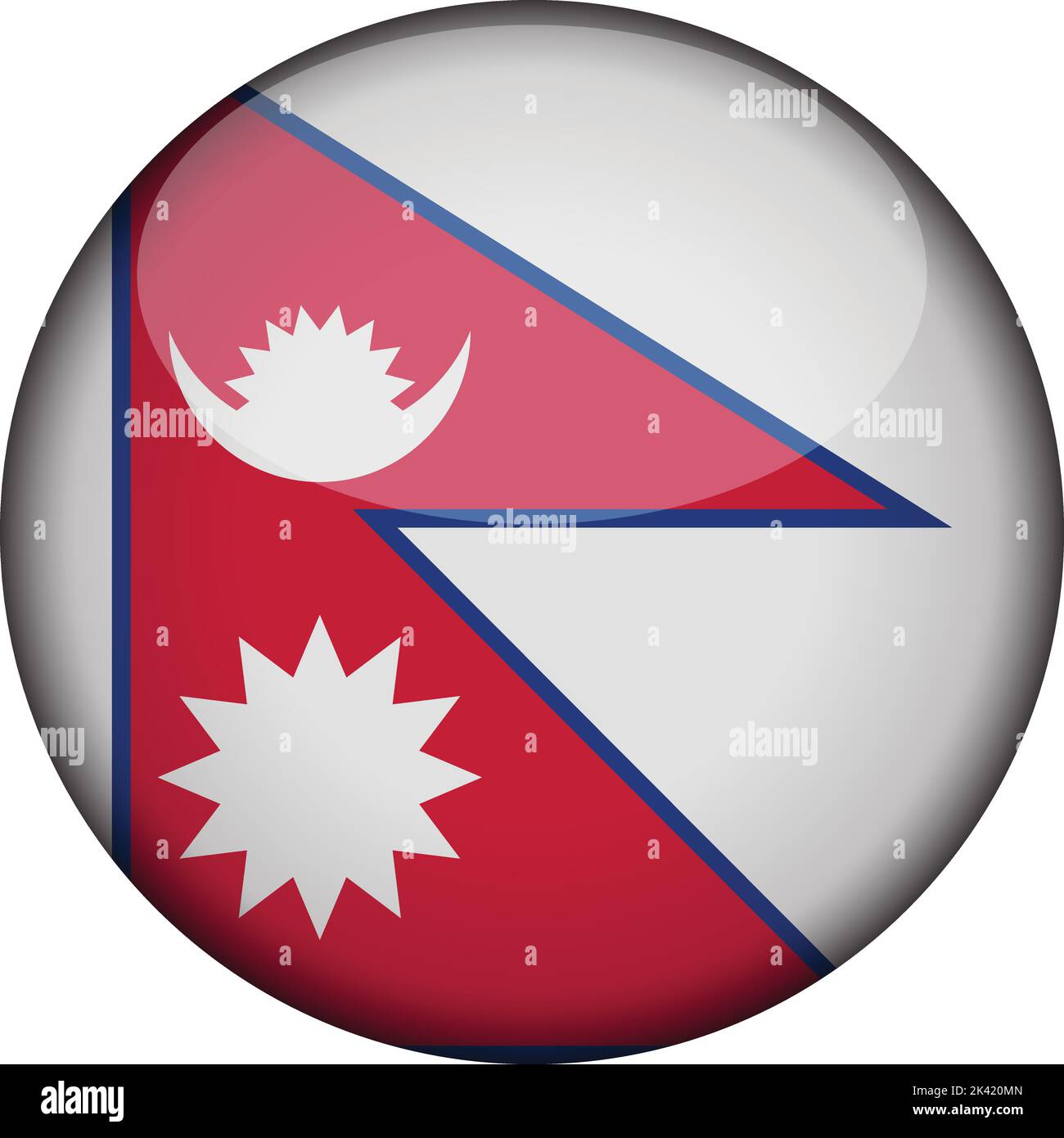 nepal Flag in glossy round button of icon. nepal emblem isolated on ...