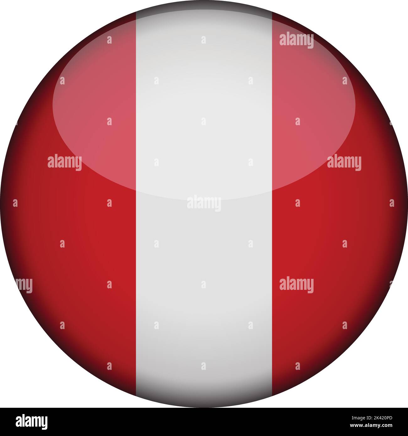 peru Flag in glossy round button of icon. peru emblem isolated on white ...