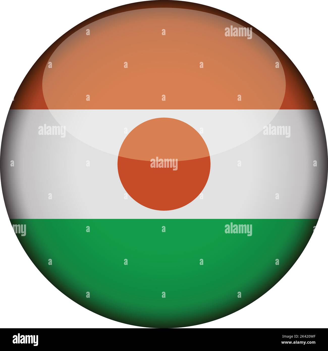 niger Flag in glossy round button of icon. niger emblem isolated on ...