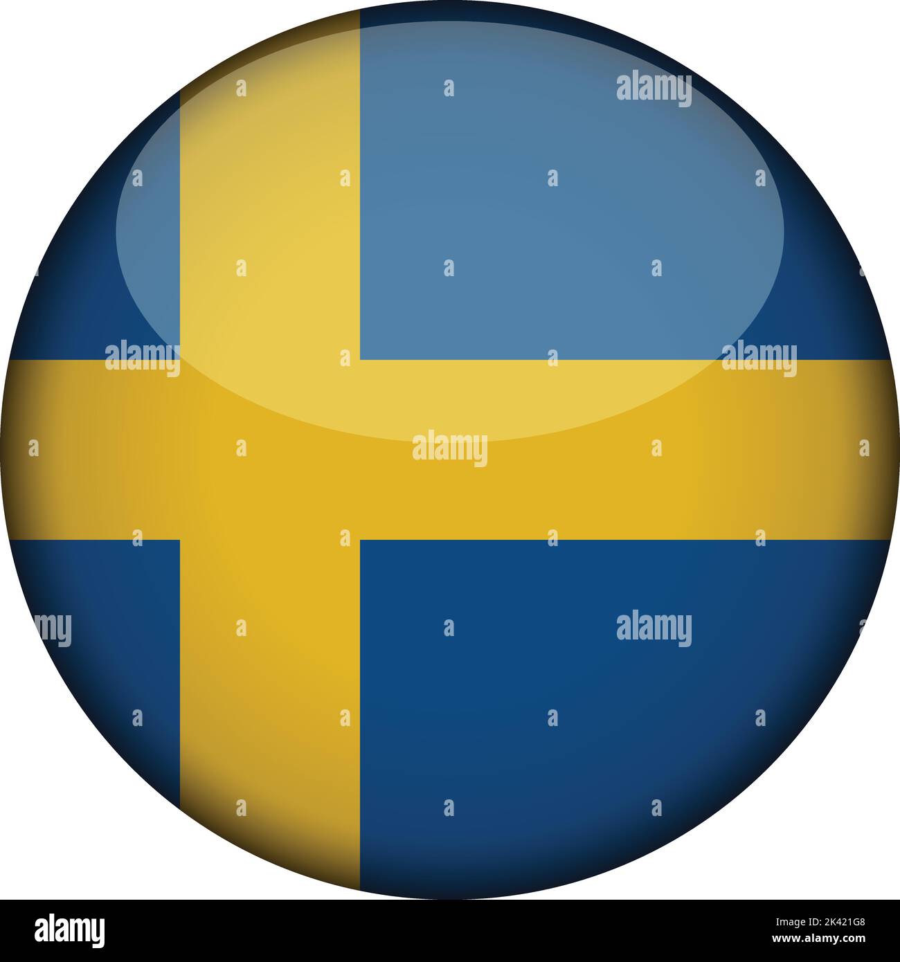 sweden Flag in glossy round button of icon. sweden emblem isolated on ...