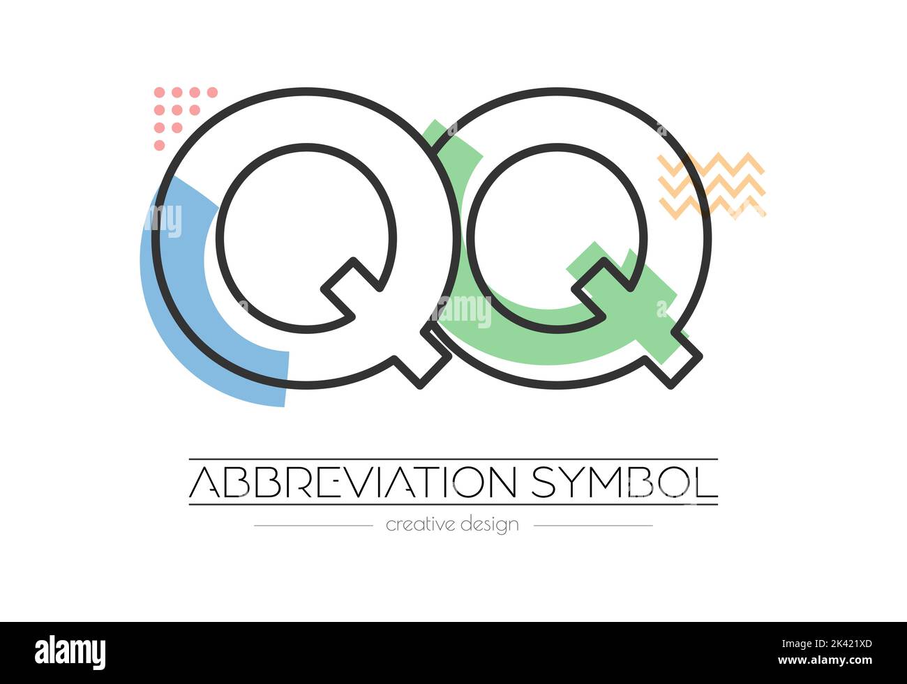 Letters Q and Q. Merging of two letters. Initials logo or abbreviation ...