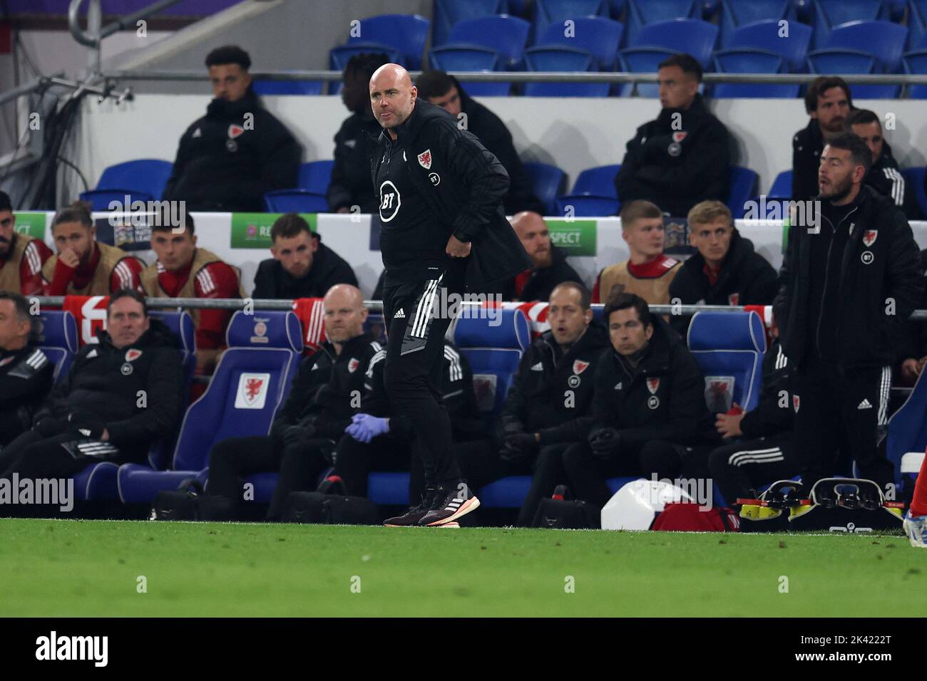Rob Page, the manager of Wales looks on. UEFA Nations league, group D ...