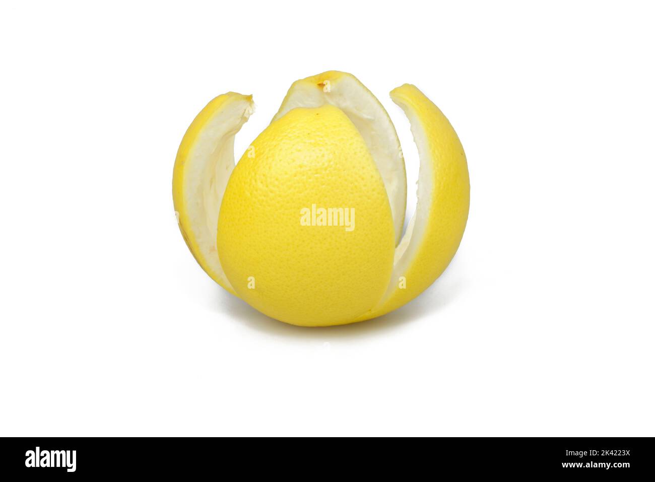 Fruit in grapefruit peel isolated on white background Stock Photo - Alamy