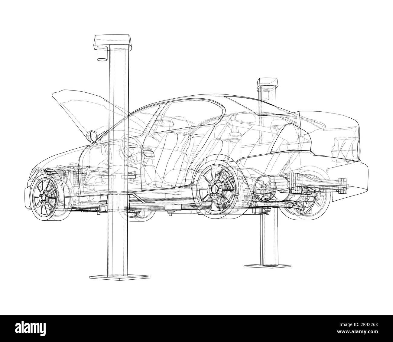Car lift stand tower with car. Vector Stock Vector Image & Art - Alamy