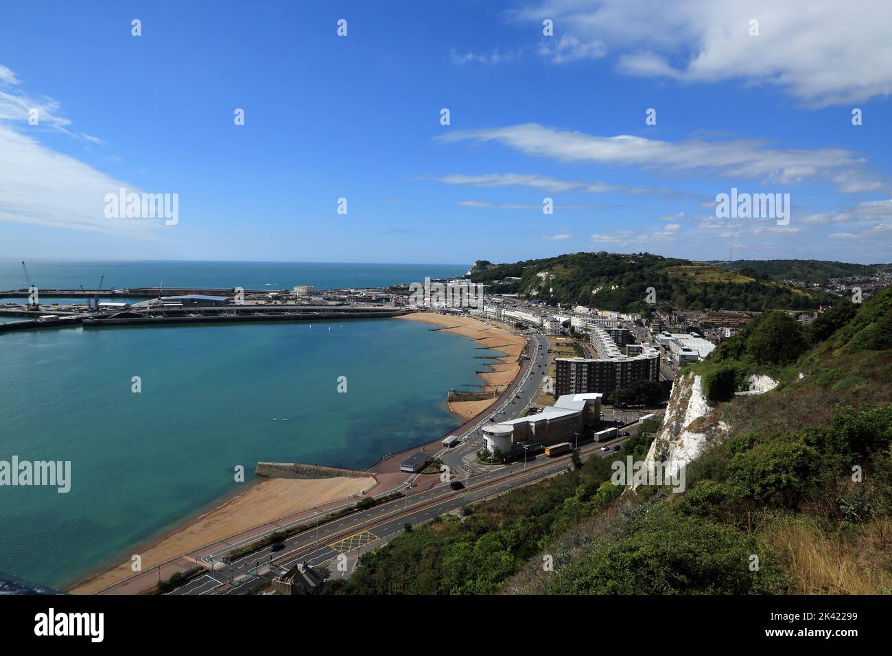 View of of Dover Beach from the White Cliffs, Dover, Kent, England ...