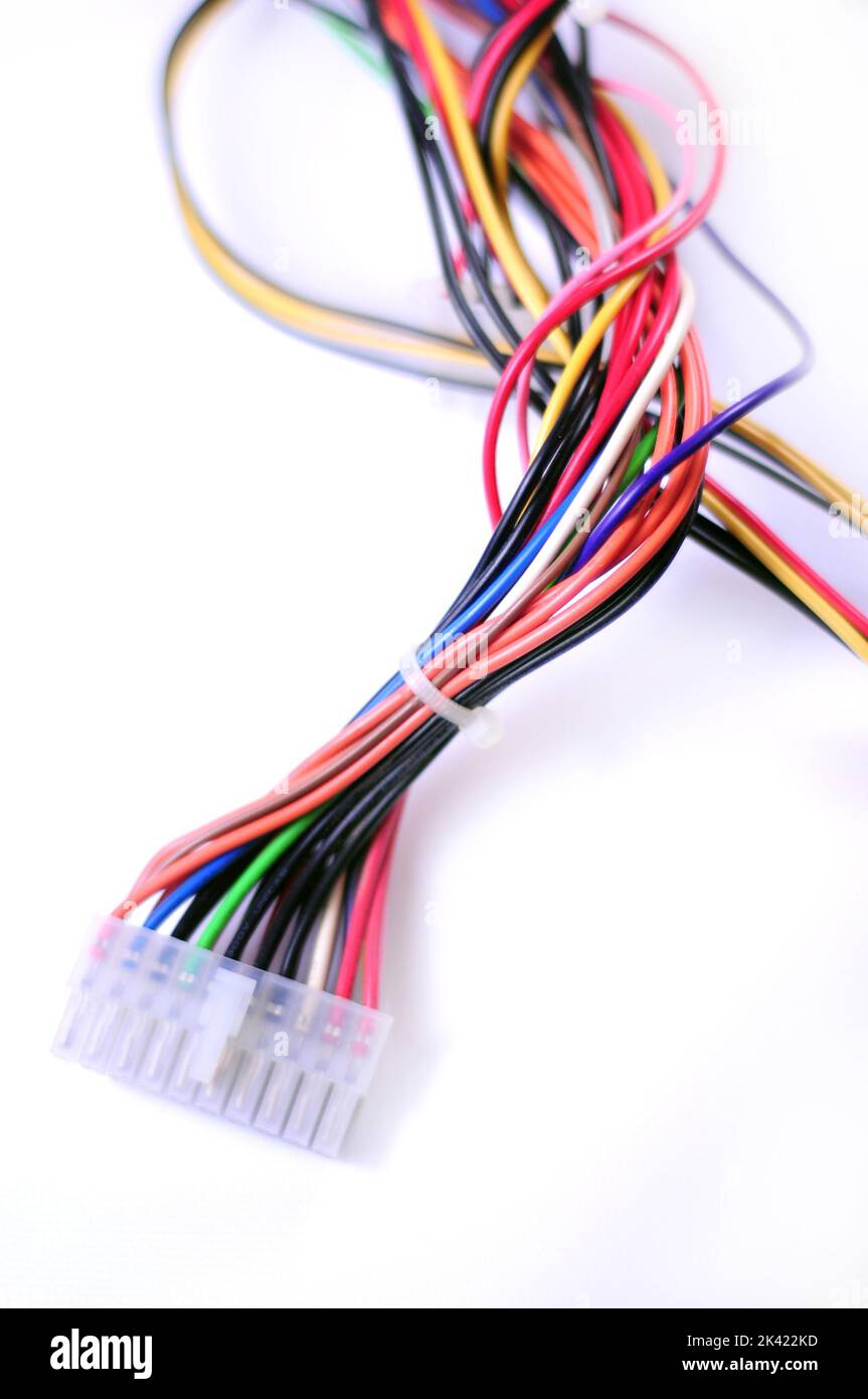 Multi colored computer cables - Stock Image Stock Photo - Alamy