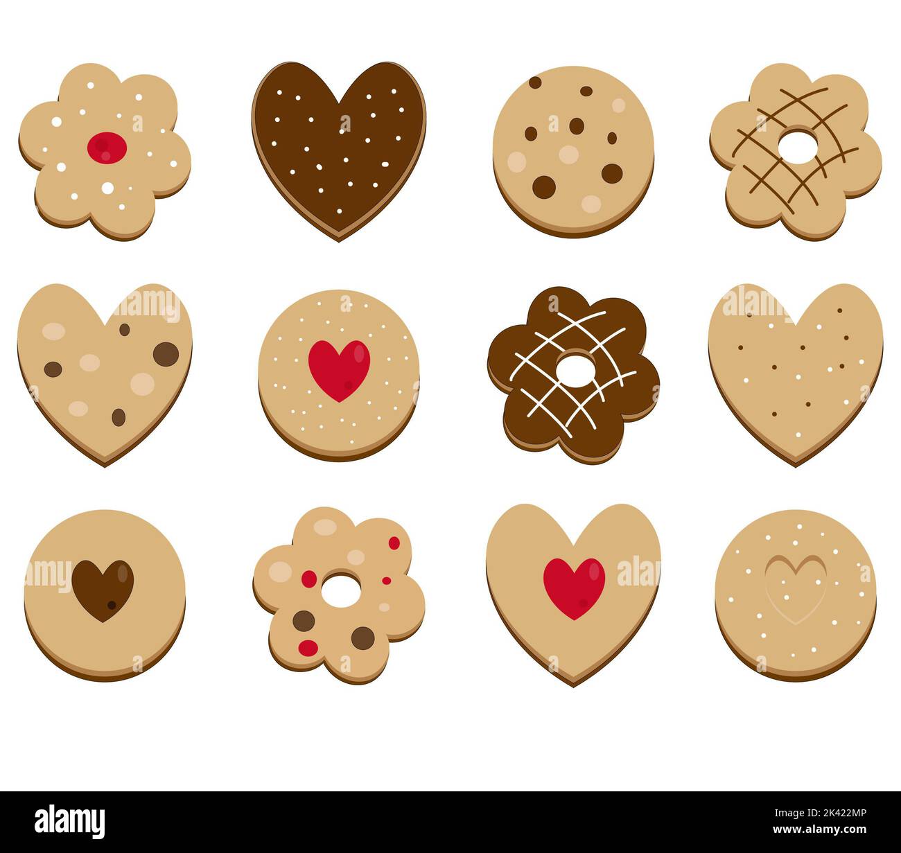 Homemade cookies flat vector illustration. Sweet biscuits of various ...