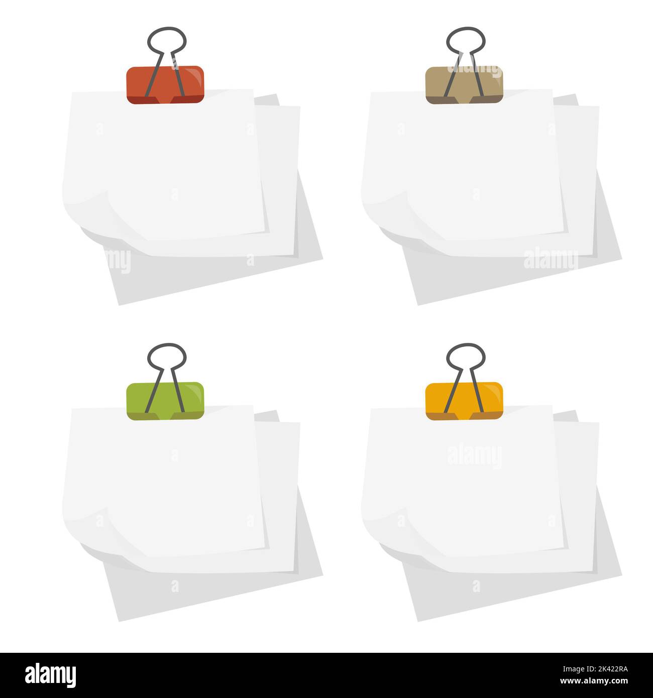 Realistic lined sticky notes with clip binder and adhesive tape. Blank ...