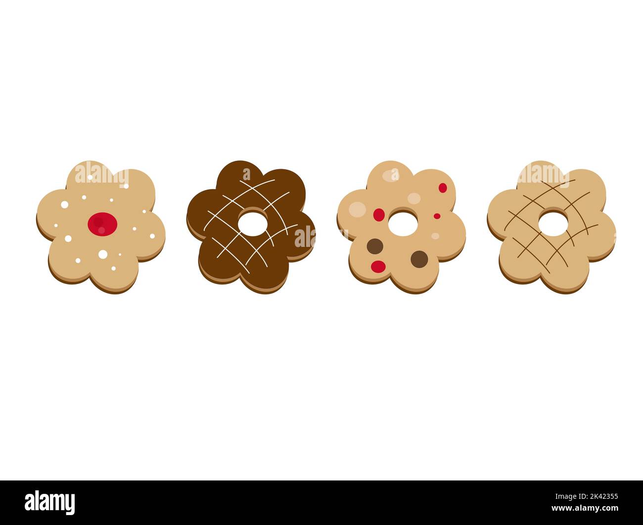 delicious cookies of different shapes and with different flavors Stock ...
