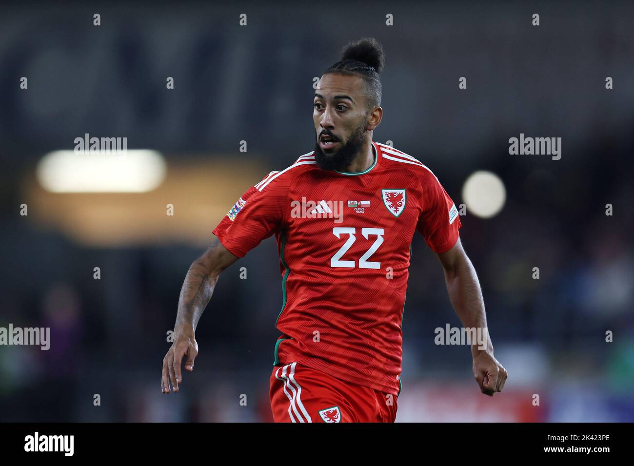 Sorba Thomas of Wales looks on. UEFA Nations league, group D match ...