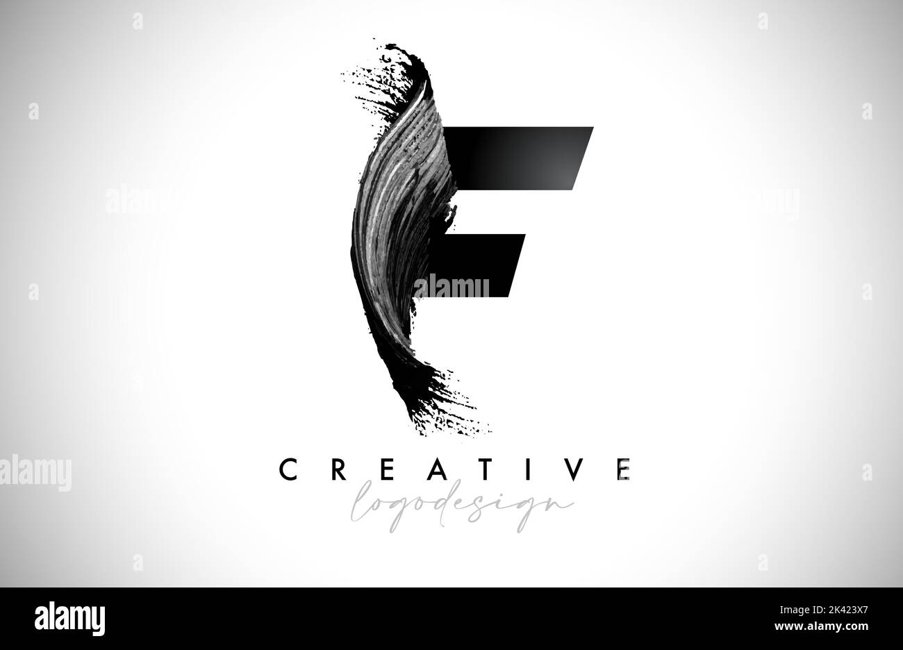 Letter F Logo Brush Stroke with Artistic Watercolor Paint Brush Icon ...