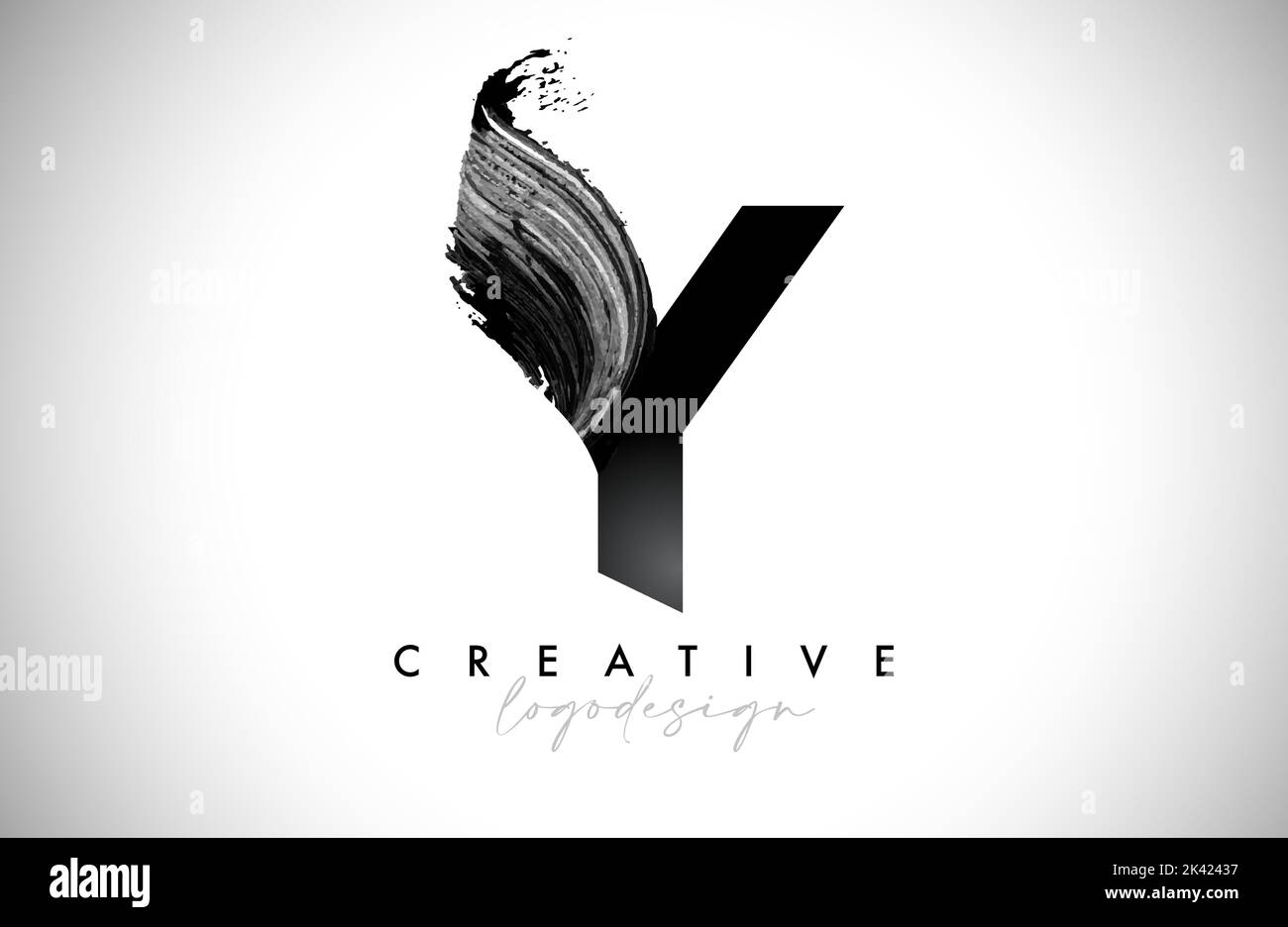 Letter Y Logo Brush Stroke with Artistic Watercolor Paint Brush Icon ...