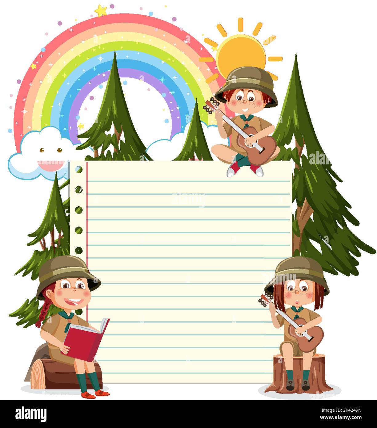 Empty board template with kids illustration Stock Vector Image & Art ...
