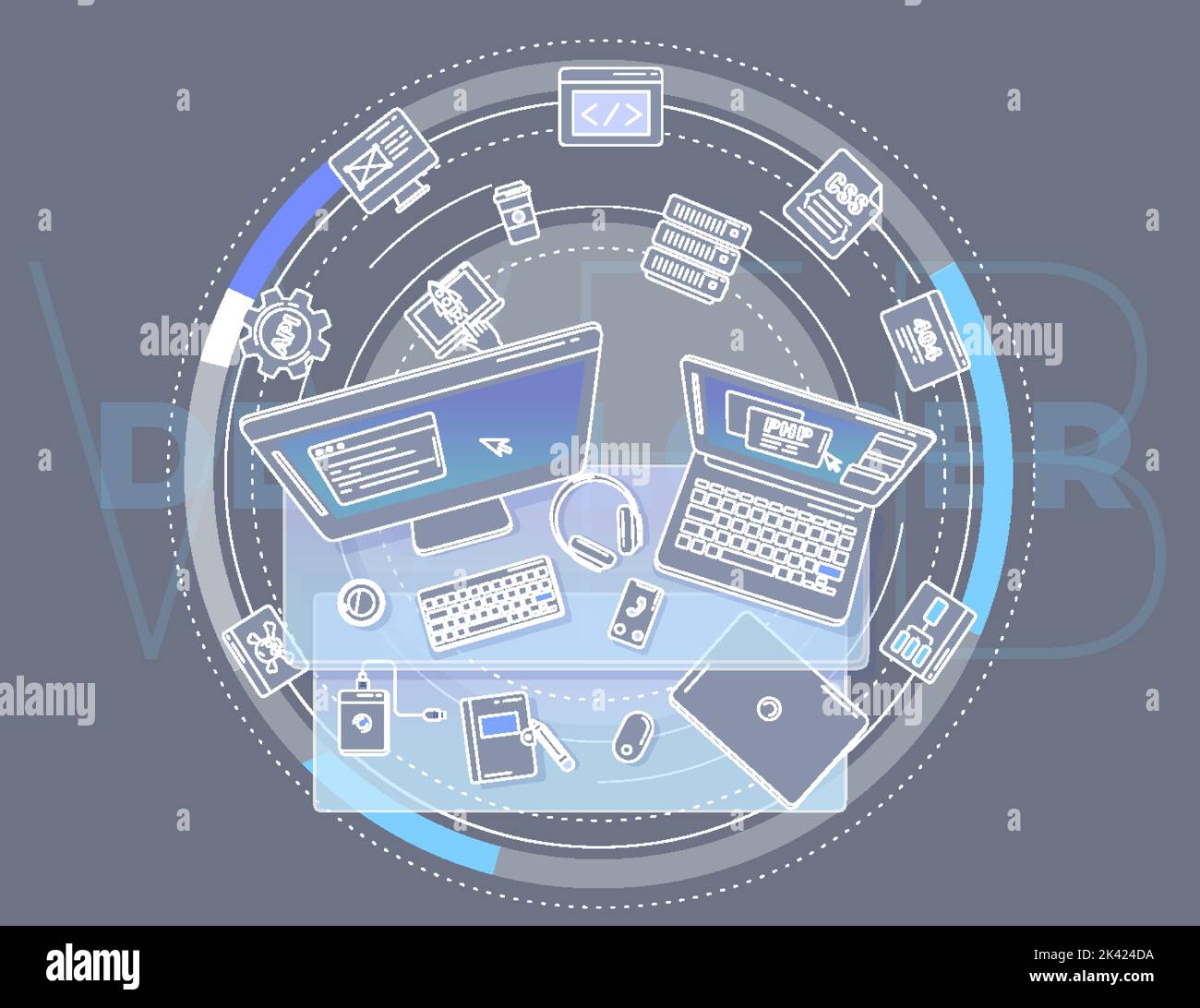 Developer workplace Stock Vector Images - Alamy