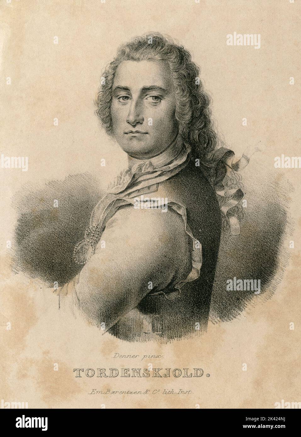 Portrait of Norwegian Navy officer Peter Tordenskjold, 1800 ca Stock ...