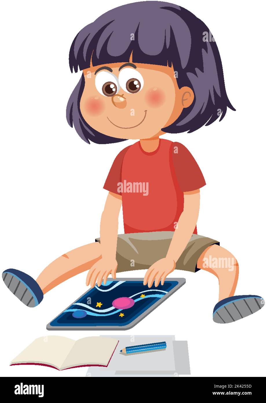 A girl using tablet illustration Stock Vector Image & Art - Alamy