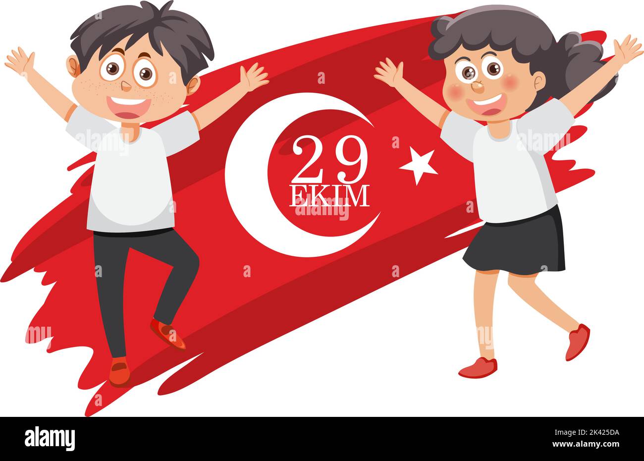 Republic Day of Turkey with cartoon character illustration Stock Vector ...
