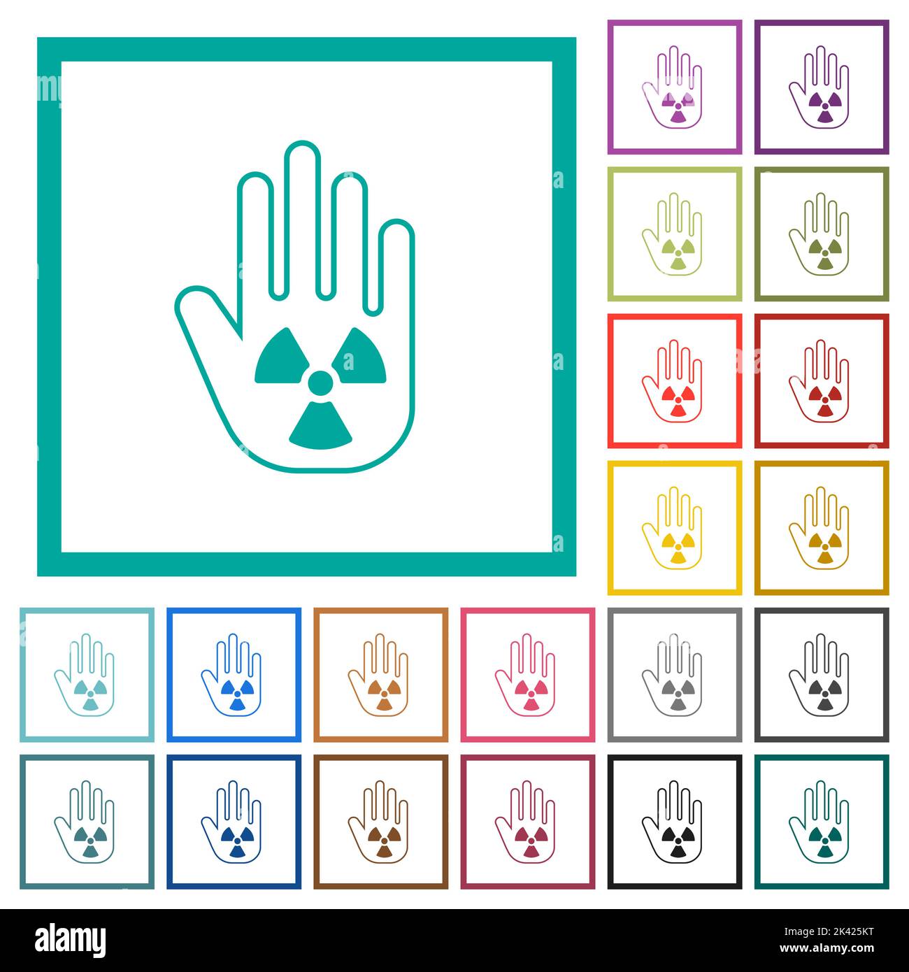 Hand shaped uranium sanction sign outline flat color icons with ...