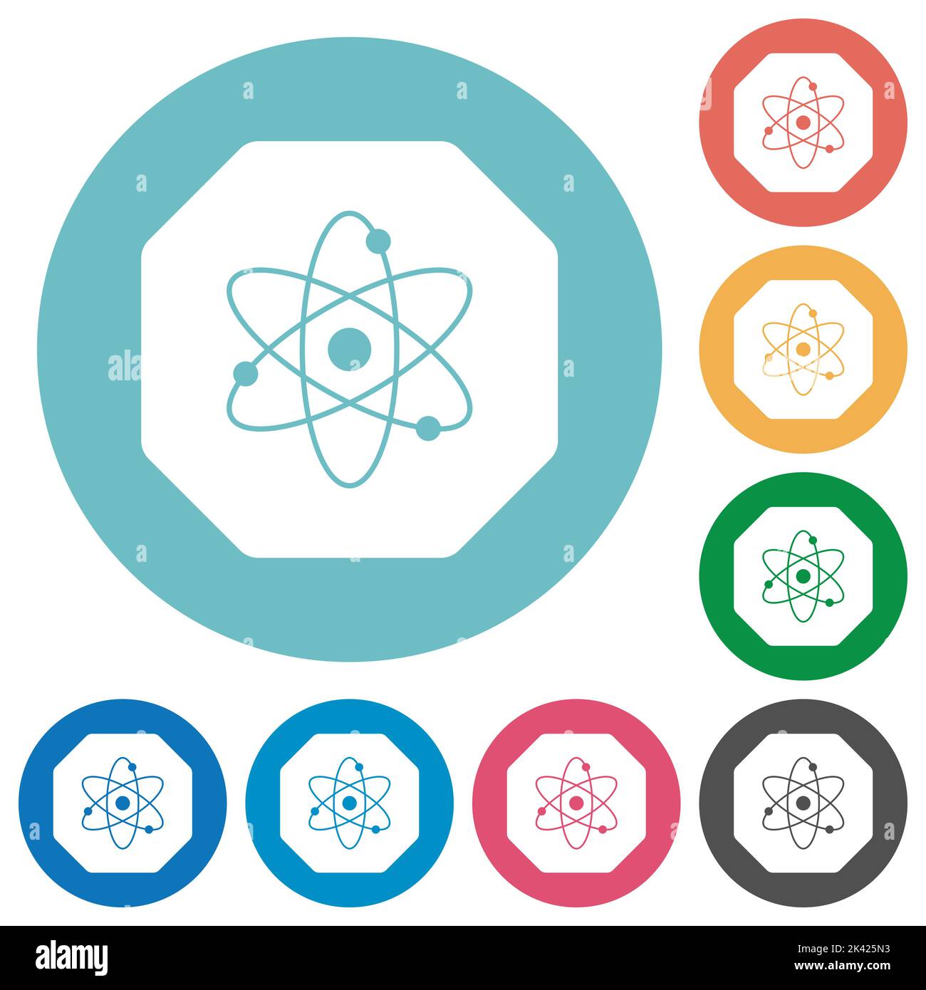 Octagon shaped nuclear energy sanction sign solid flat white icons on ...