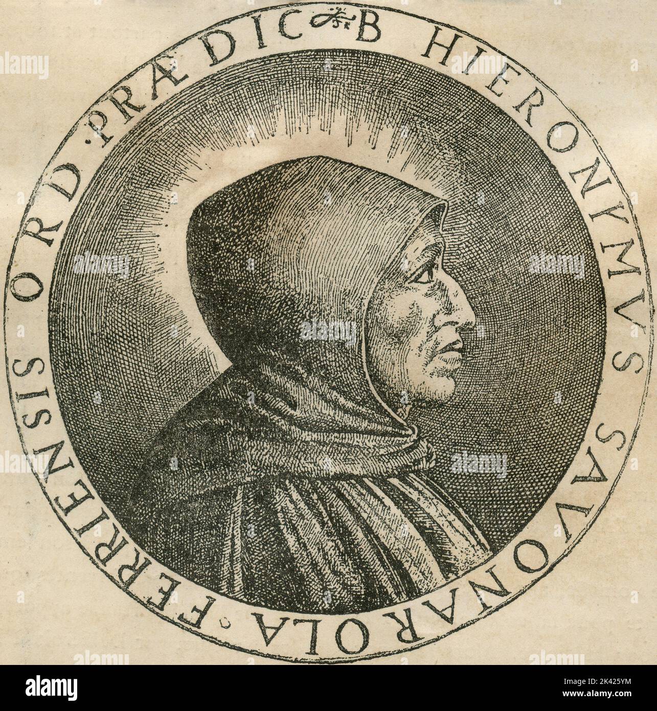 Portrait of Italian Dominican friar Girolamo Savonarola, 1700 ca Stock ...