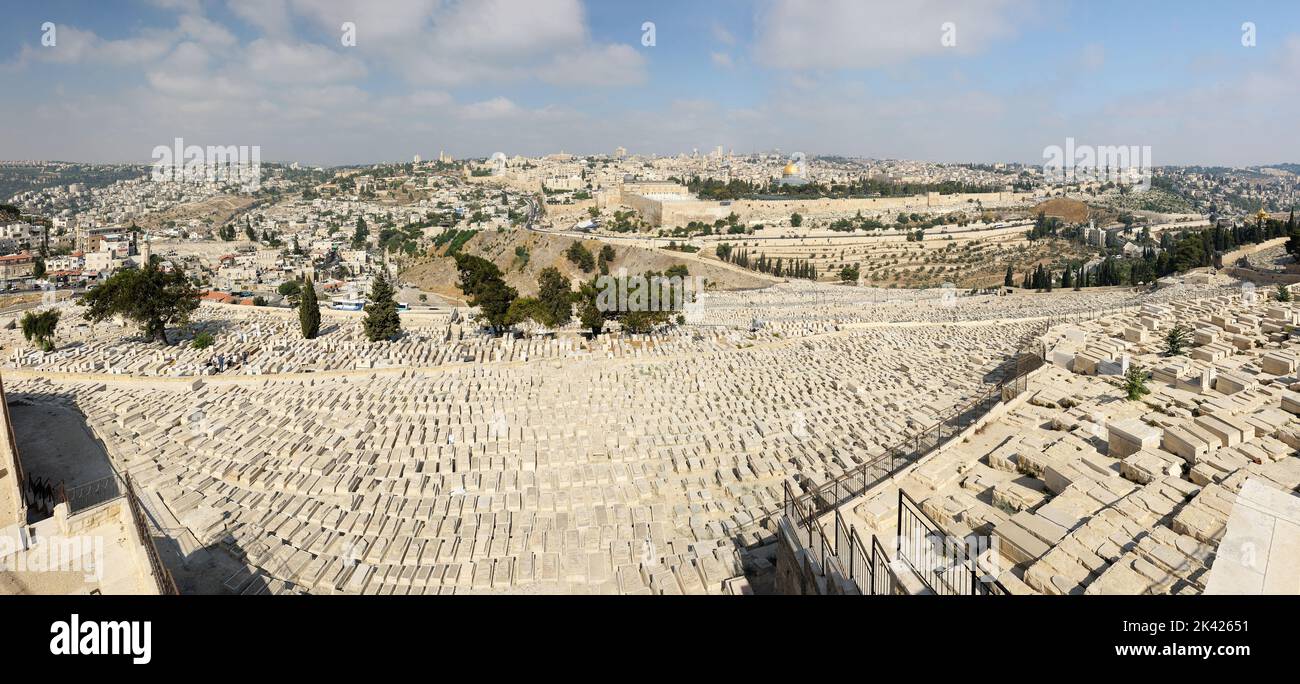 Panorama of old Jerusalem, Mount of Olives and Kidron Valley Stock ...
