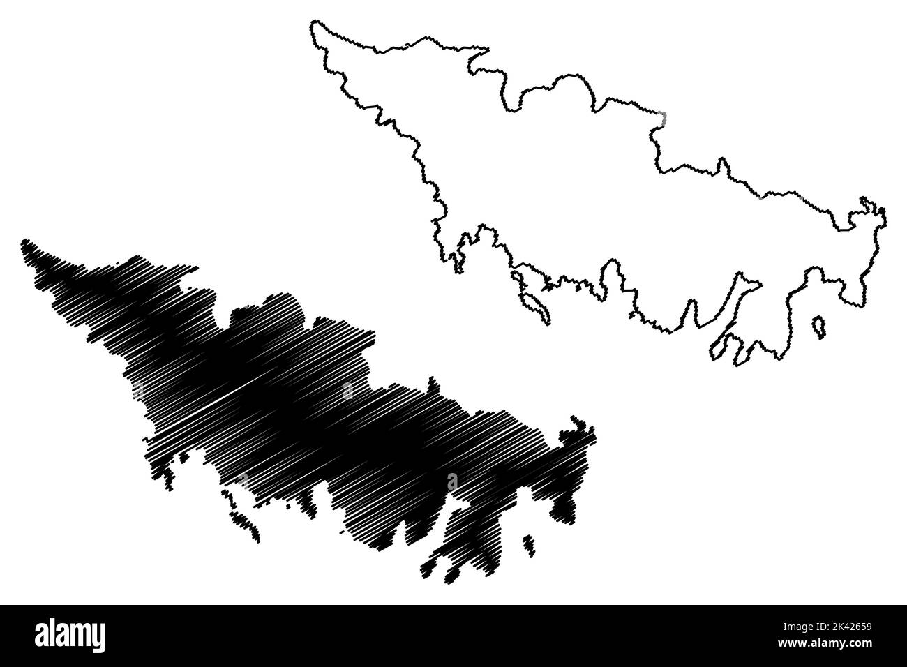 Oinousses island (Hellenic Republic, Greece) map vector illustration, scribble sketch Oinousses ...