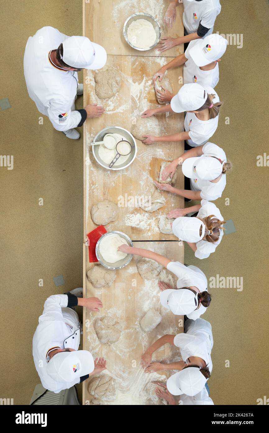 Dresden, Germany. 29th Sep, 2022. Confirmation students stand in the ...