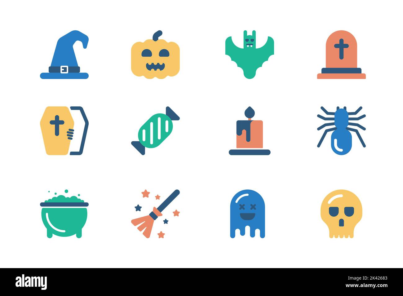 Halloween concept of web icons set in simple flat design. Pack of witch ...