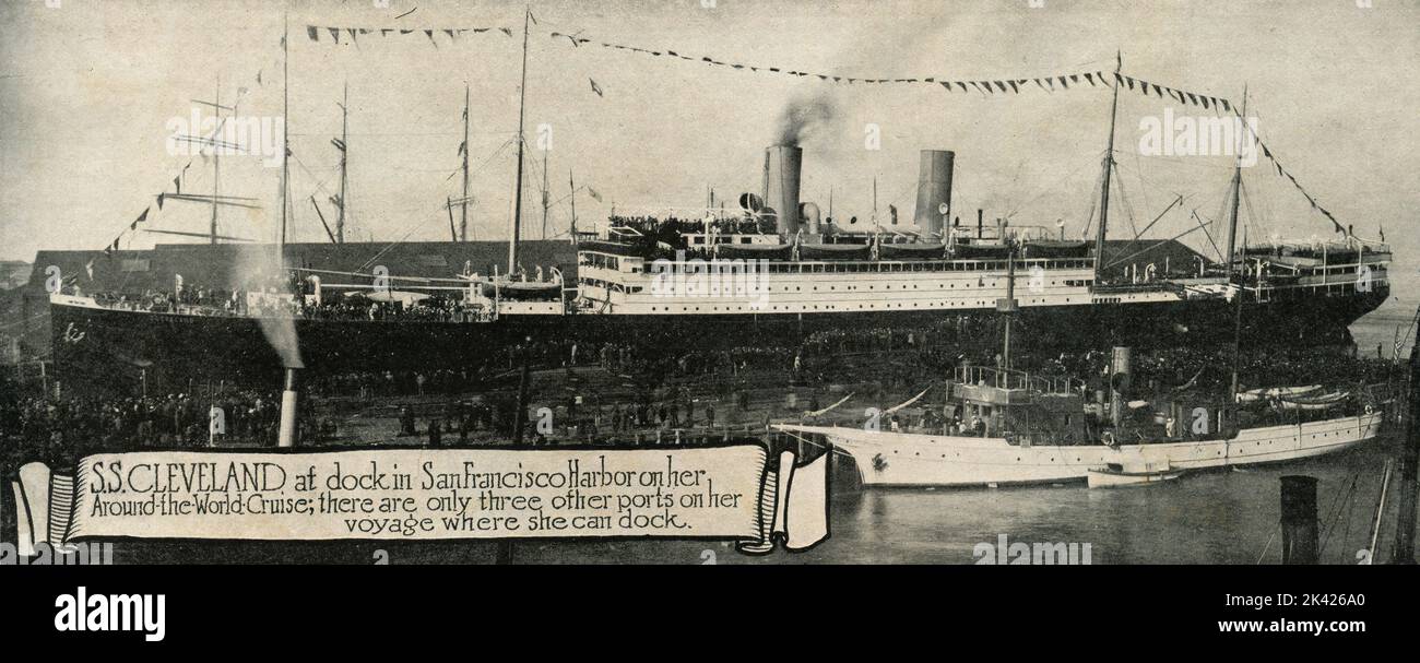 View of German ocean liner S.S. Cleveland at dock in San Francisco ...