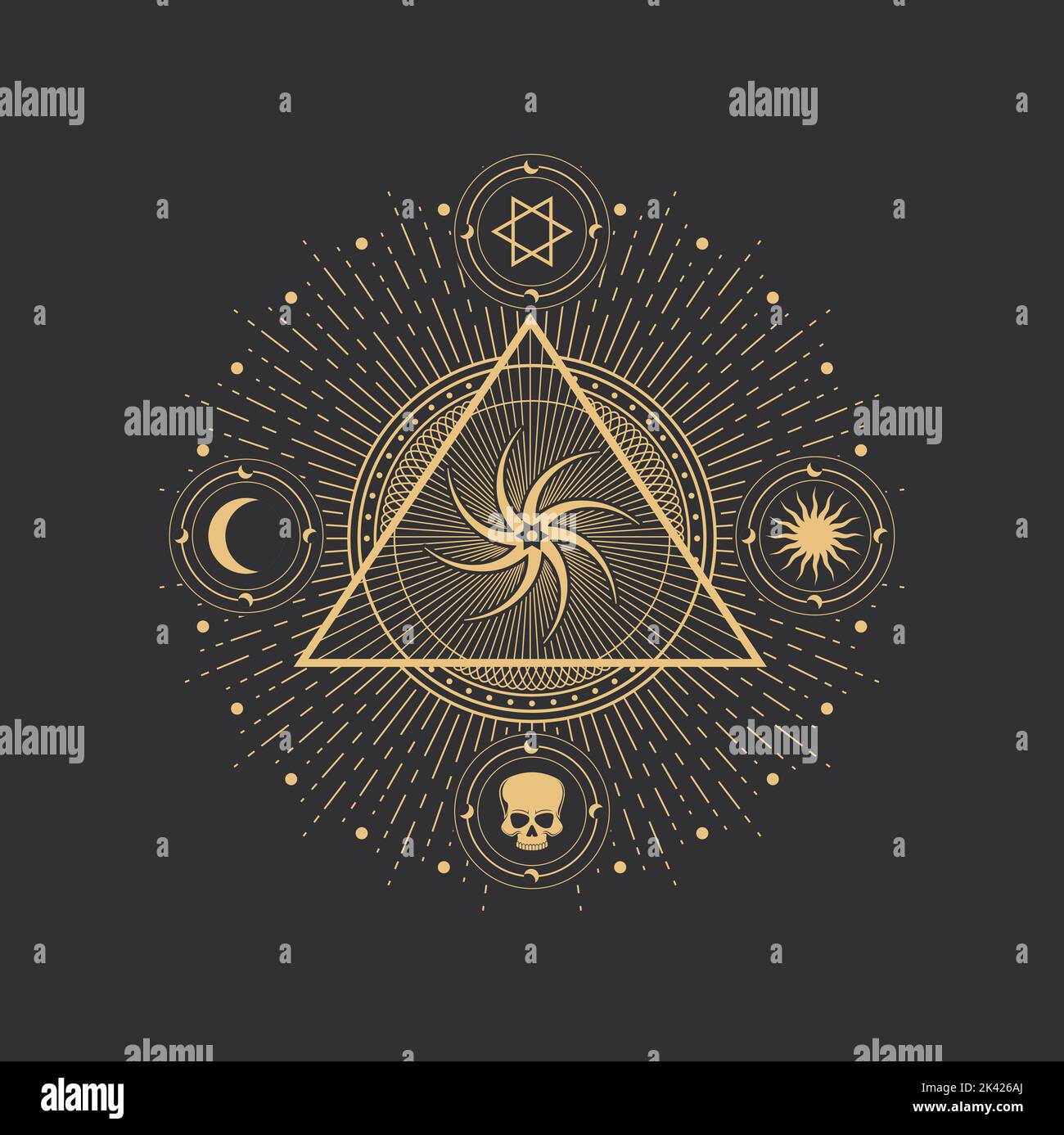 Pentagram symbol, magic occult and esoteric star and circle in vector ...